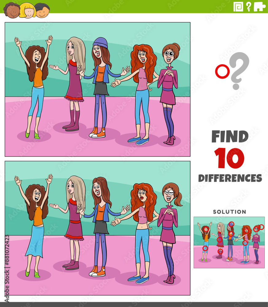 differences activity with cartoon young women group Stock Vector ...