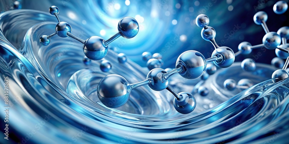 Water molecules in a liquid state their hydrogen and oxygen atoms ...