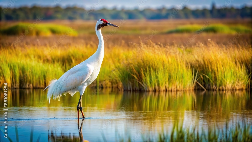 Foto de The whooping crane (Grus americana) in the Marsh Native rare ...