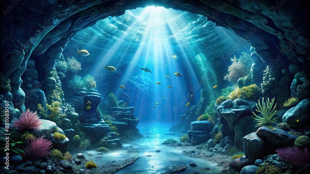 Underwater fantasy world The dark bottom of the ocean the abyss ...