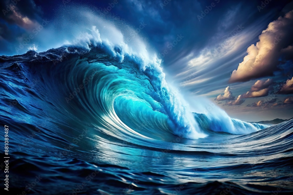 black blue ocean wave sea curve ripple background horror haunted ...