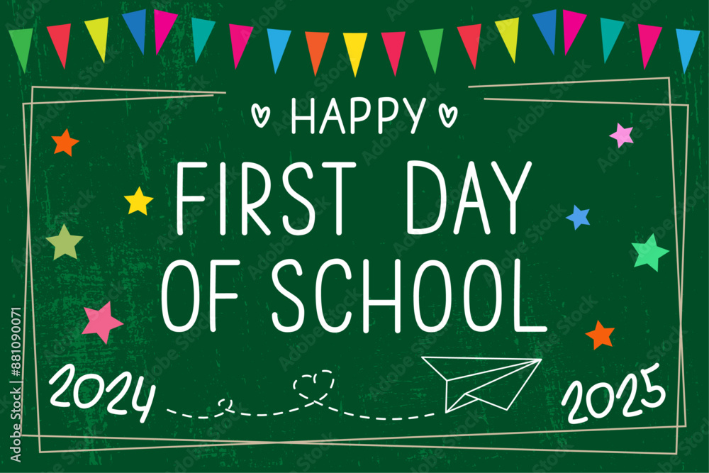 First Day of School 2024-2025 banner. Back to school concept. Stock ...