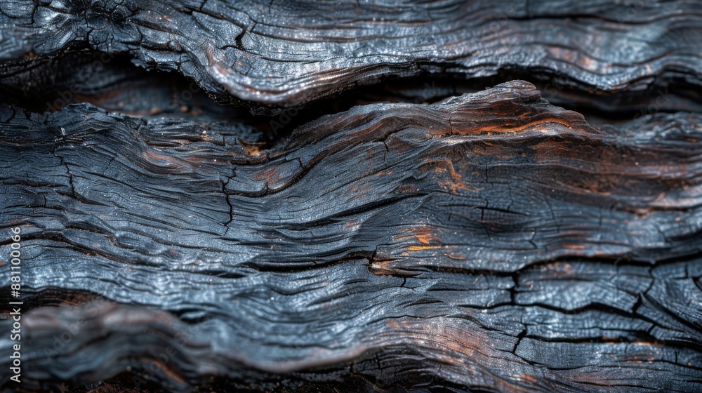 High-resolution image of charred wood texture showing distinct burn ...