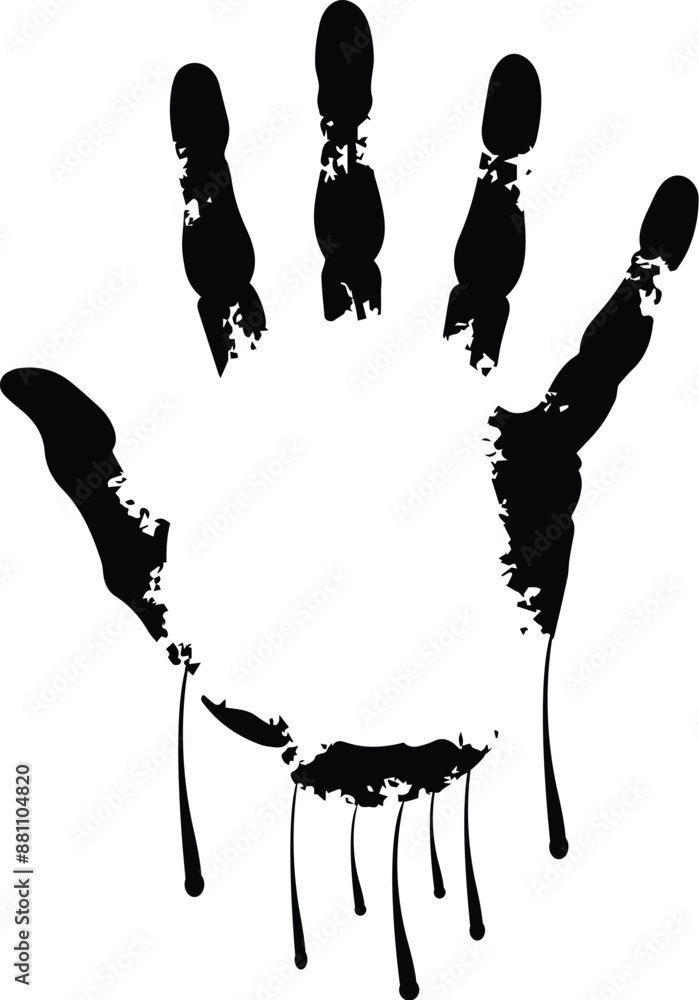 Bloody Hand Print Silhouette, Bloody Hand Halloween Zombie Embroidery ...