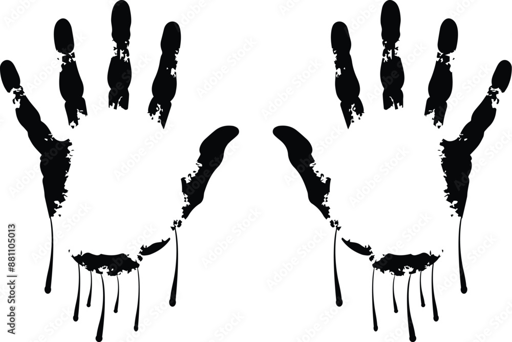 Vetor de Bloody Hand Print, Bloody Hand Halloween Zombie Embroidery ...