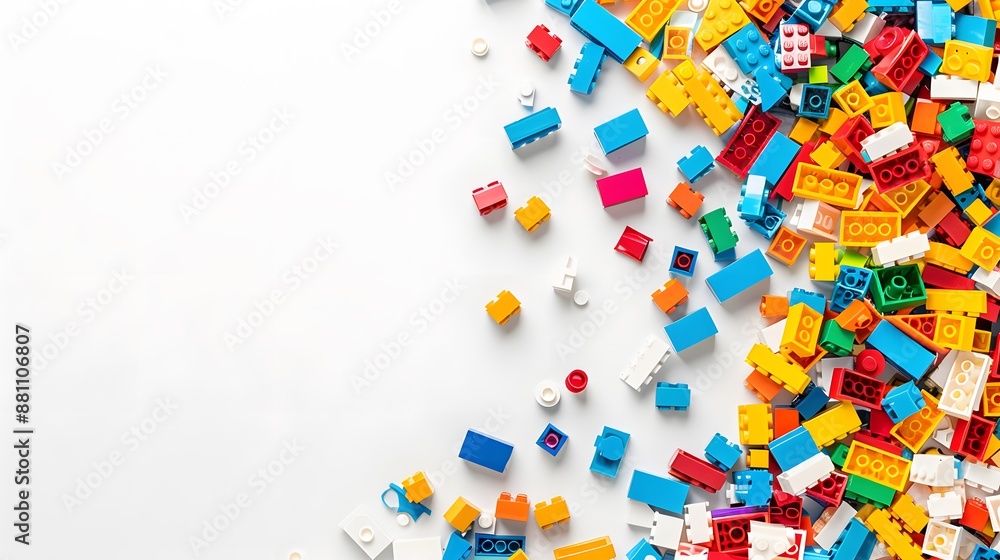 White background, white space in the center of picture. A pile of ...