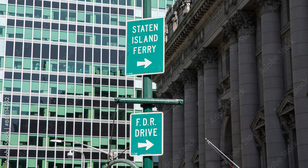 Staten Island Ferry service sign in New York - A Free Public ferry for ...