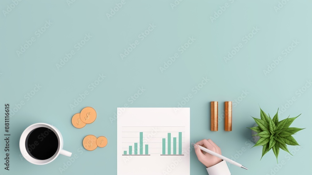 Commerce flat design top view, economic theme cartoon drawing Split ...