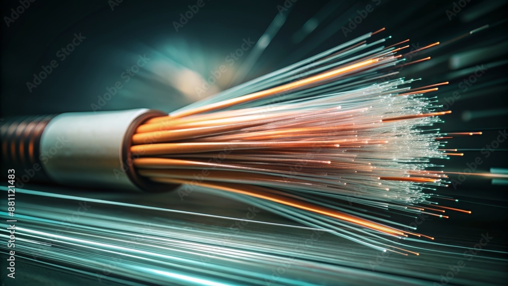 Fiber Optic Cable: Speed and Connectivity - A close-up shot of a fiber ...