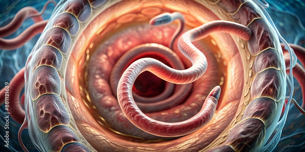 Intestinal Parasite: A microscopic view of a roundworm within the human ...