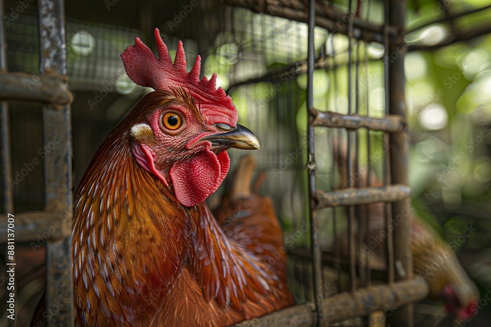 Full body view of Serama Chicken in cage, full body shot, full body ...