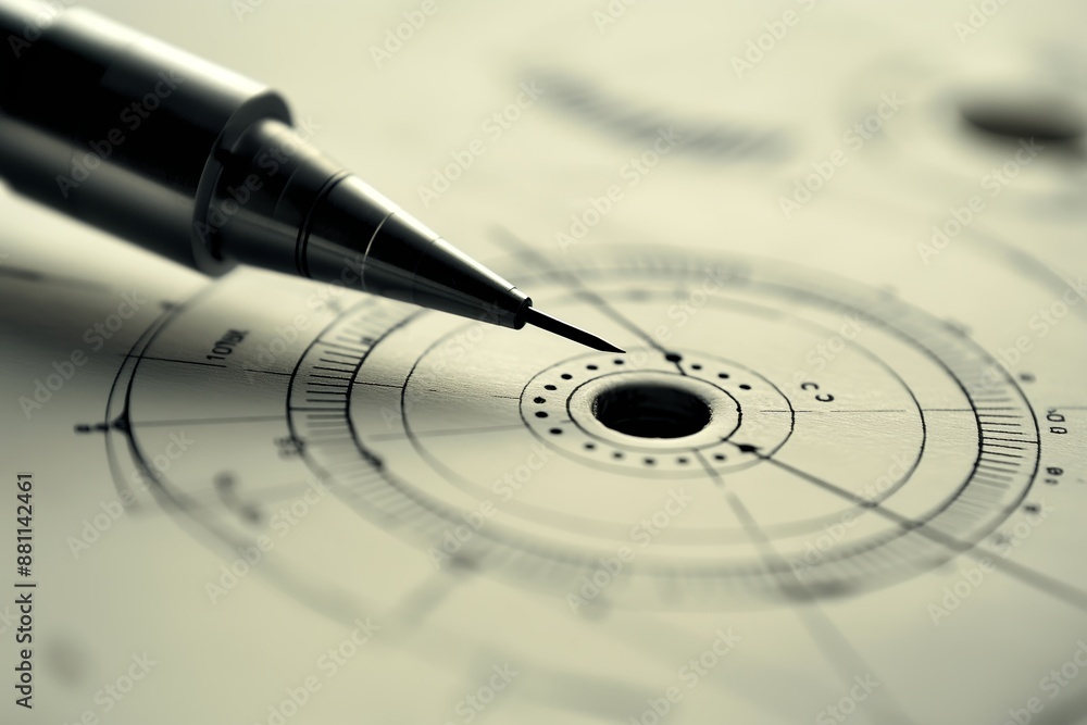 Monochrome technical drawing with a mechanical pencil showcasing ...