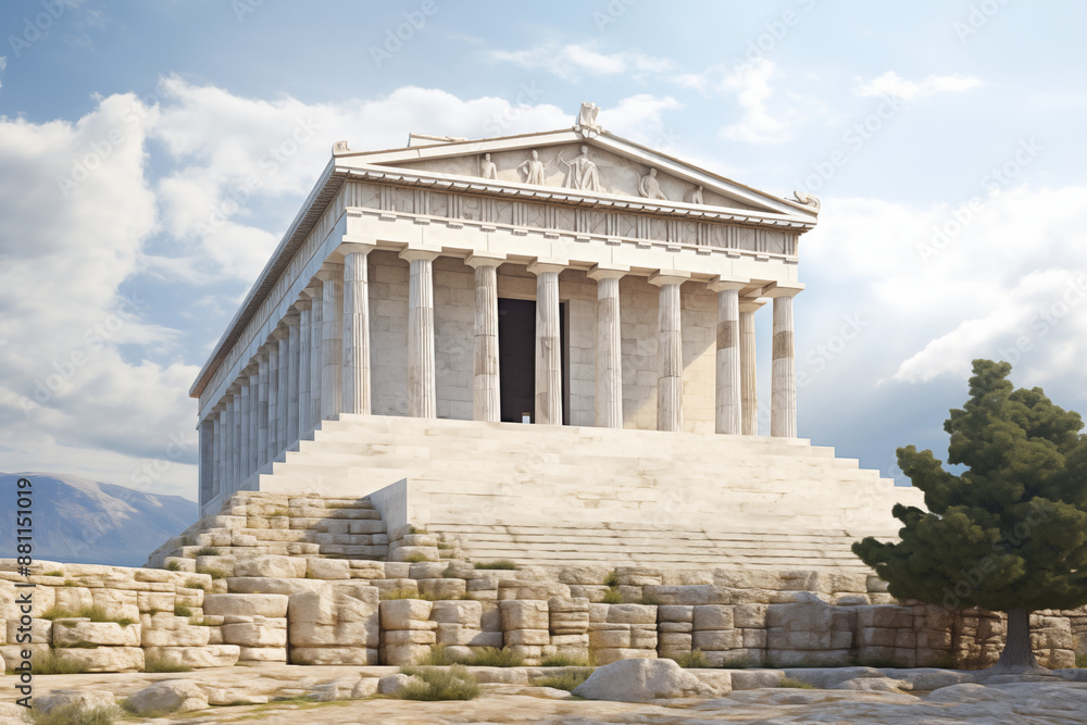 Greek temple with the sky background. Greek civilization. Archeology of ...
