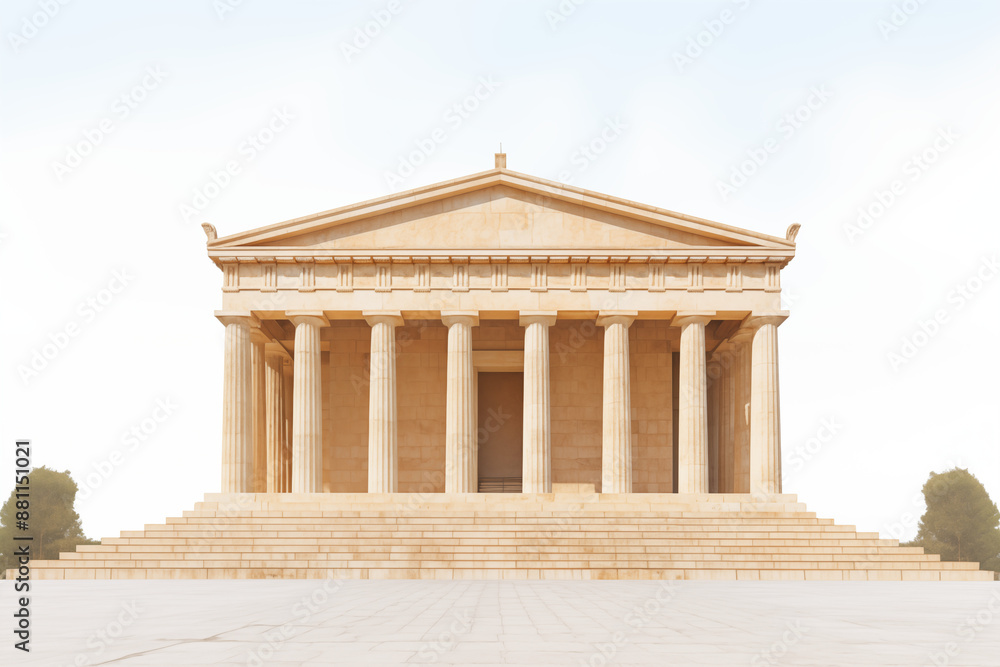 Greek temple on a white background. Greek civilization. Archeology of ...