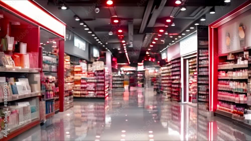 Blurry retail store interior background in a shopping mall. Concept ...