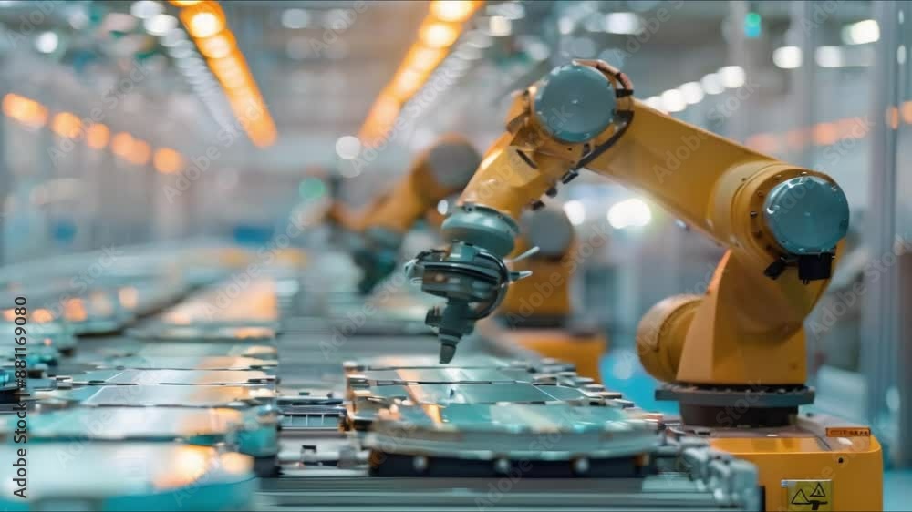 Automation in semiconductor manufacturing using robotic arms. Concept Semiconductor ...