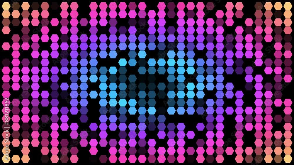 2D animation of hexagon pattern with opacity effects and radial ...