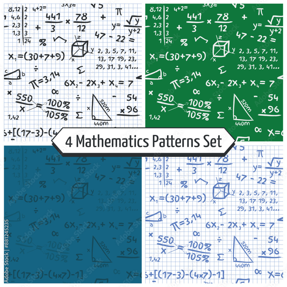 Mathematics Patters Set - 4 Math Patterns of Accounts and Symbols on ...