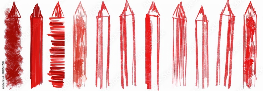 Stroke line underline red crayon brush pencil pen marker paint stroke ...