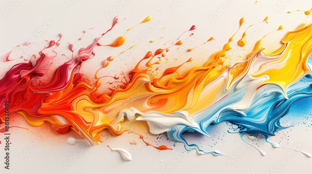 An abstract artwork featuring flowing colors that transition into a ...