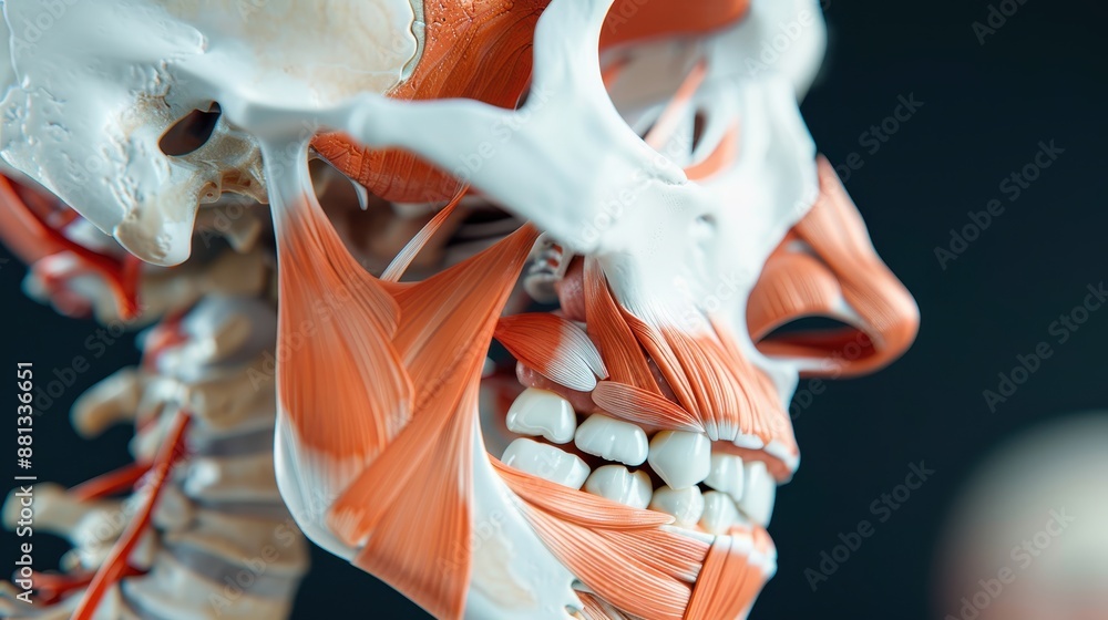 A close-up image of an anatomical skull model focusing on the facial ...