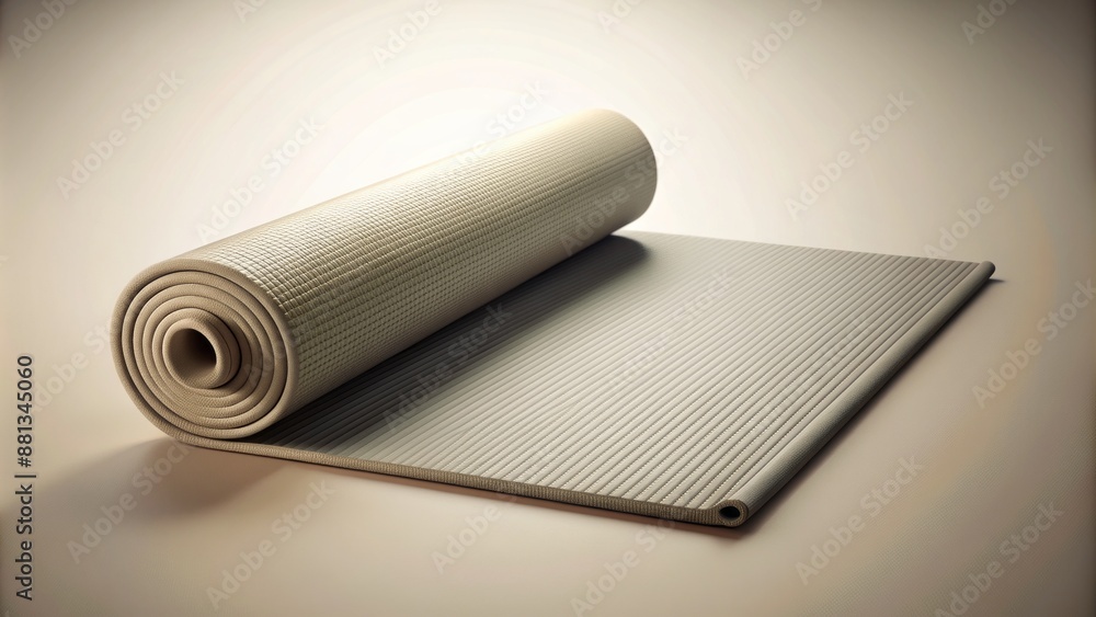 Sleek minimalist illustration of rolled up carpet or fitness mat with ...