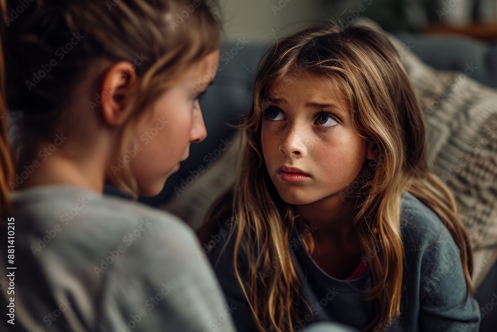 Child mother family problems Father woman conflict Girl arguing adult ...