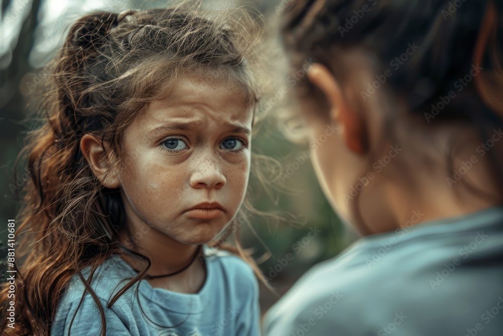 Child mother family problems Father woman conflict Girl arguing adult ...