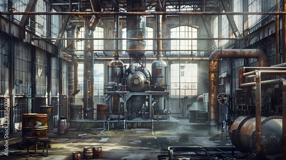 Realism of Let the industrial aesthetic of a factory background speak ...