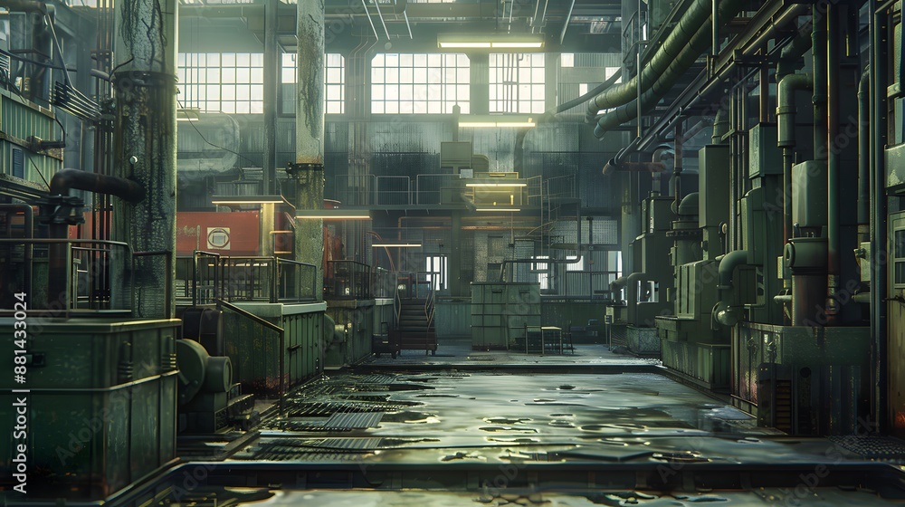 Realism of Let the industrial aesthetic of a factory background speak ...