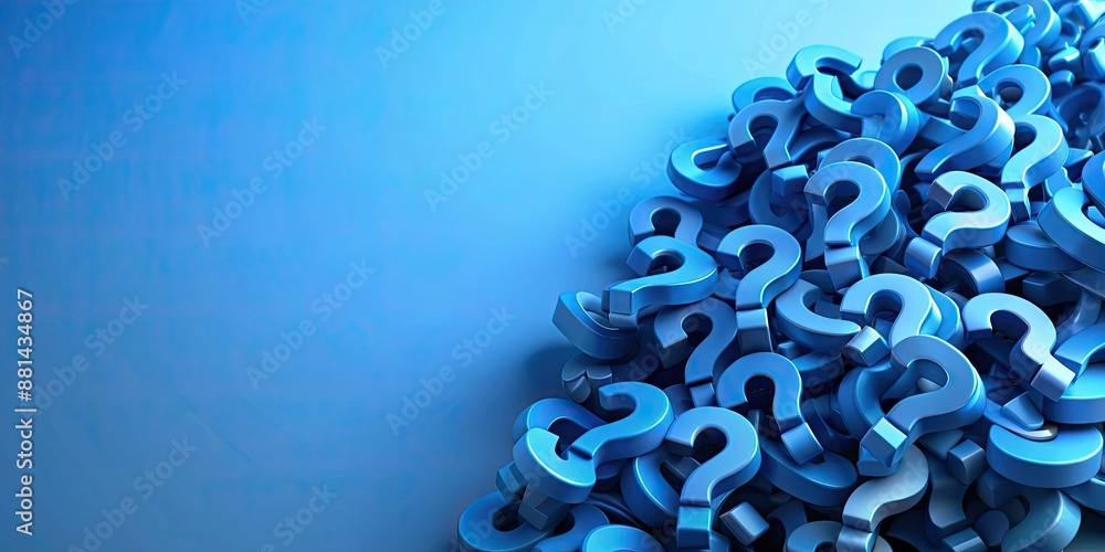 Pile of blue question mark symbols on blue background , question marks ...