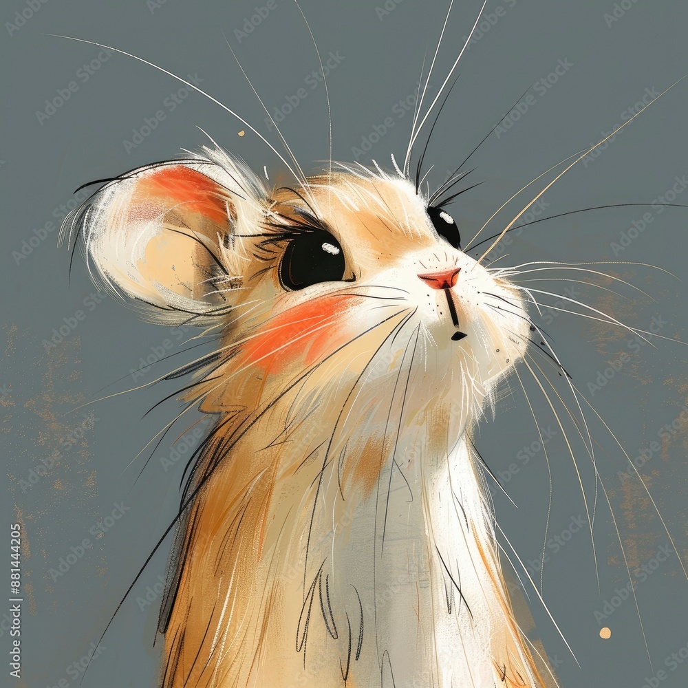 Cute prairie dog, lines, flat illustration, doodle, dots and circles ...