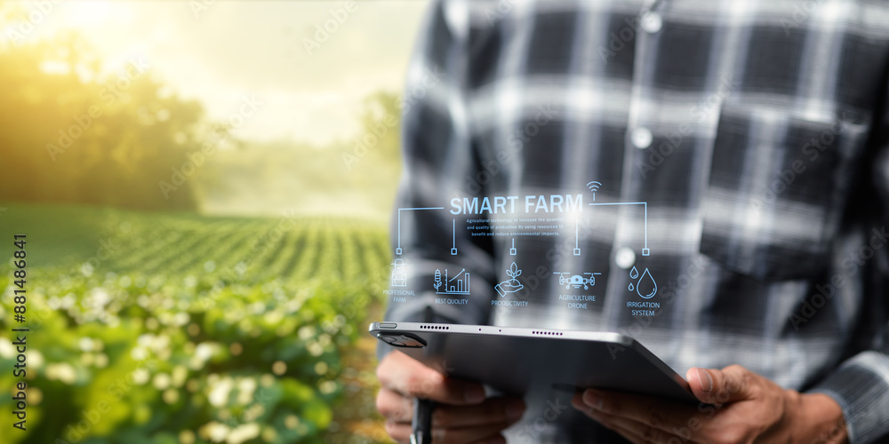 Smart Farm UI hologram system control, maintenance, displaying growth ...