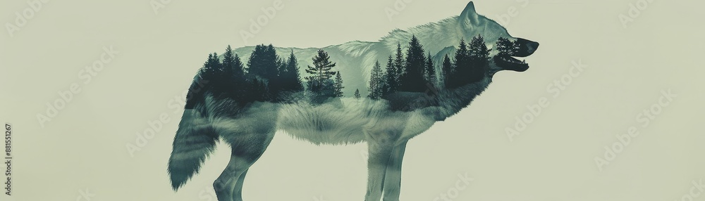 Wolf and Forest Double Exposure - A double exposure image of a wolf ...