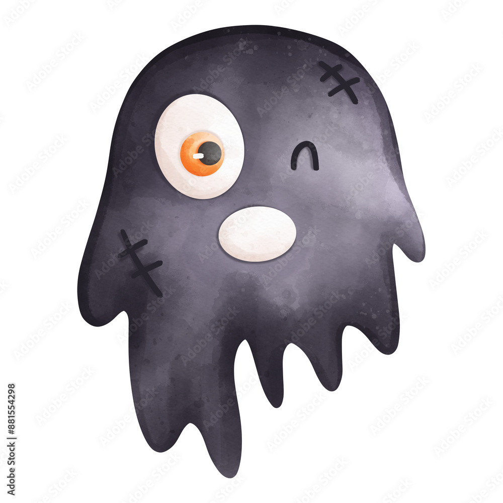 Cute cartoon ghost illustration with winking eye, perfect for Halloween ...