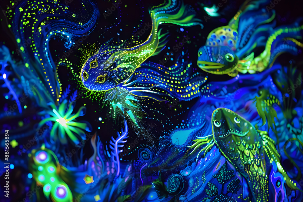 In the depths of the ocean, vibrant colors and intricate patterns of ...