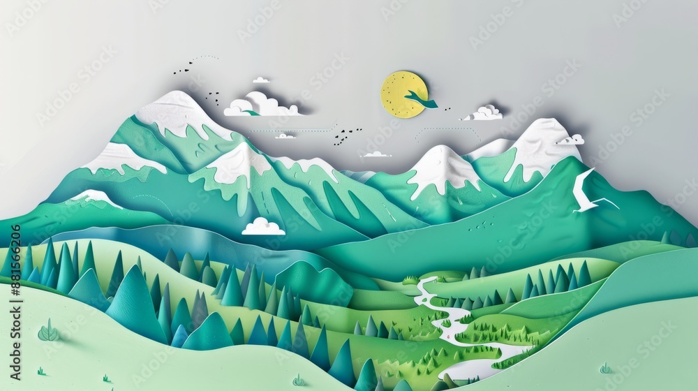 An ethereal depiction of Earth's mountain ranges and alpine meadows ...