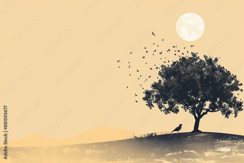 Biblical illustration of mustard seed parable. It becometh a tree, so ...