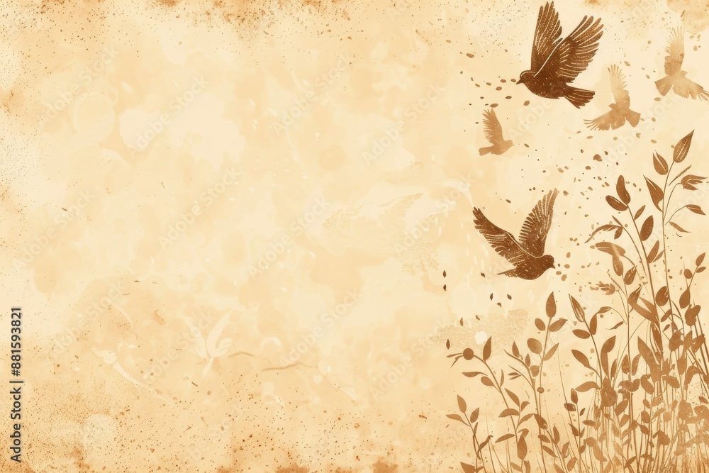 Poster Biblical illustration of the parable of the sower with birds ...