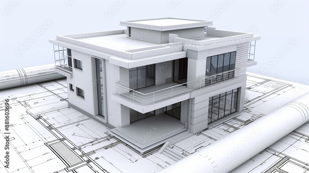 3D model home architecture blueprints for new house construction and ...