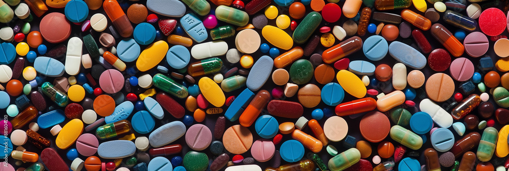 Vivid and Colorful Assortment of Pharmacy Pills in a Massive Pile for ...