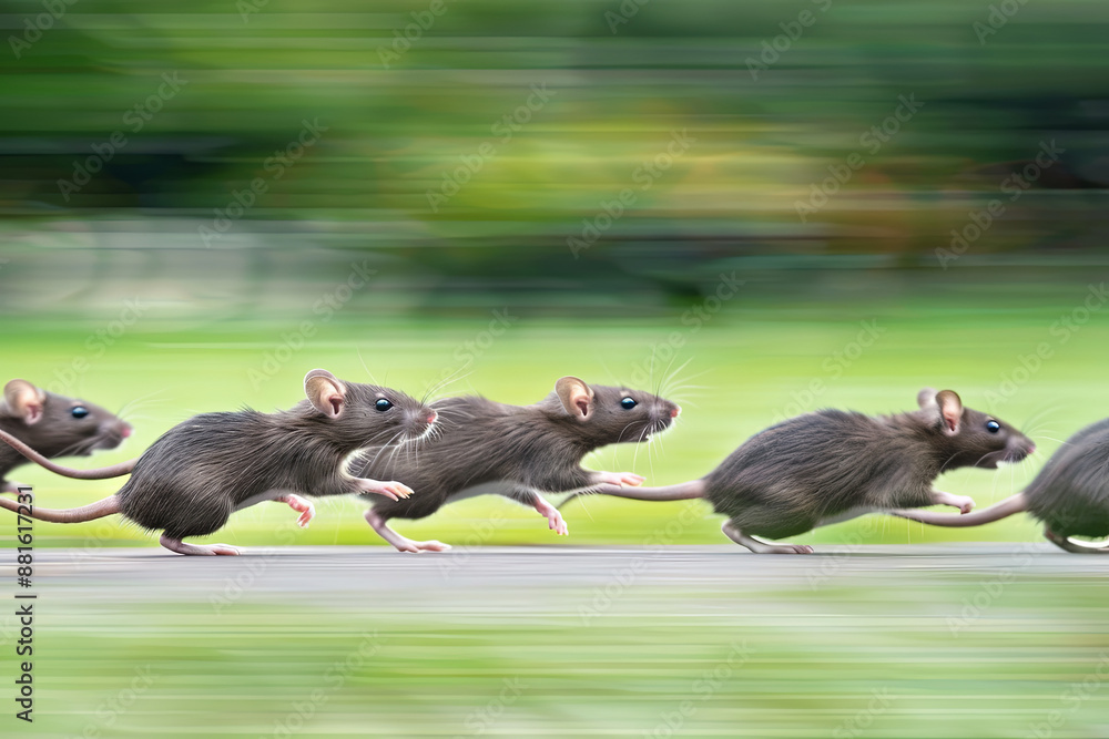 Rats running on a racetrack, illustrating the concept of a rat race ...