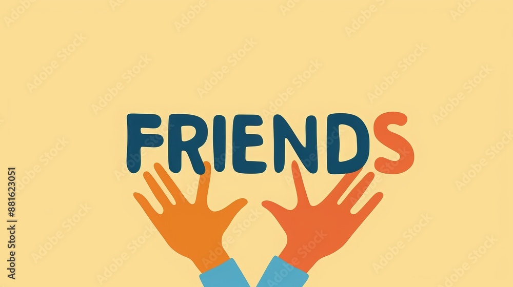 National Friendship Day. The word "Friends" is written an isolated ...