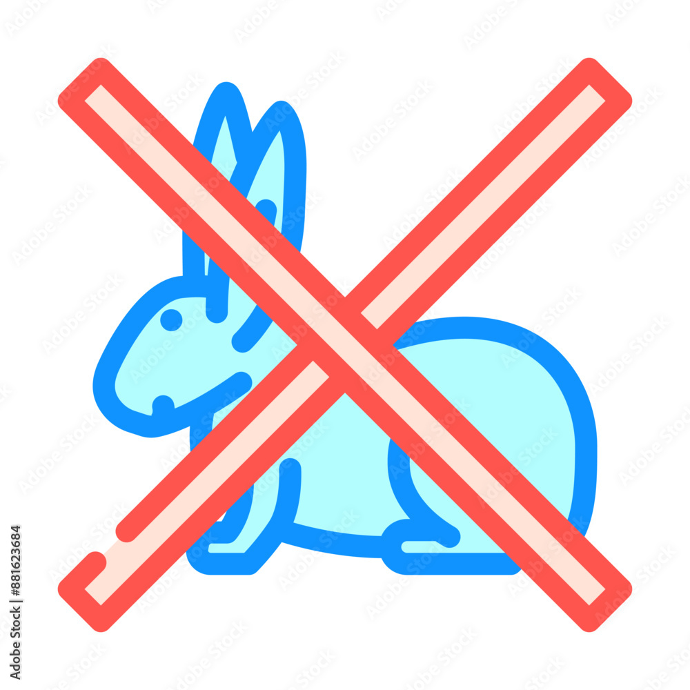 not tested on animals product label warning color icon vector. not ...