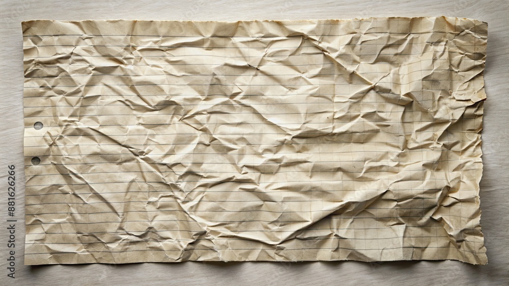 Torn wrinkled note paper with creases and folds , torn, wrinkled, paper ...