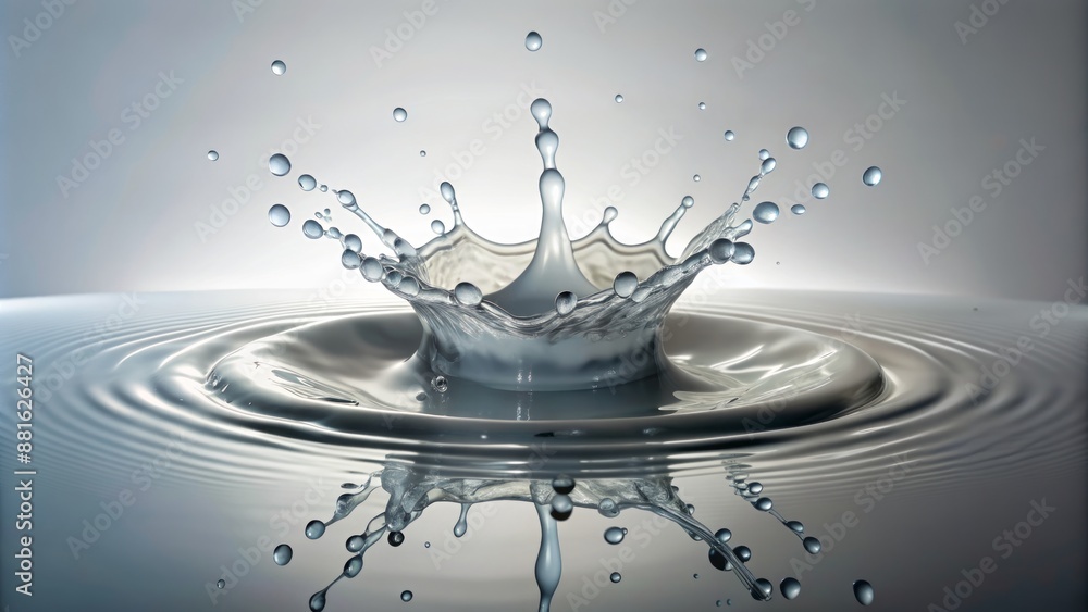 Clean white floor with a large, irregularly-shaped water splash and ...