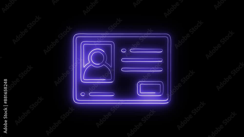 Neon ID Card icon. Identification card outline icon . personal ...