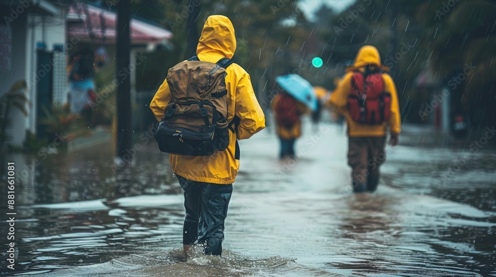 Evacuation scene during hurricane highlighting importance of safety ... Evacuation scene during hurricane highlighting importance of safety ...
