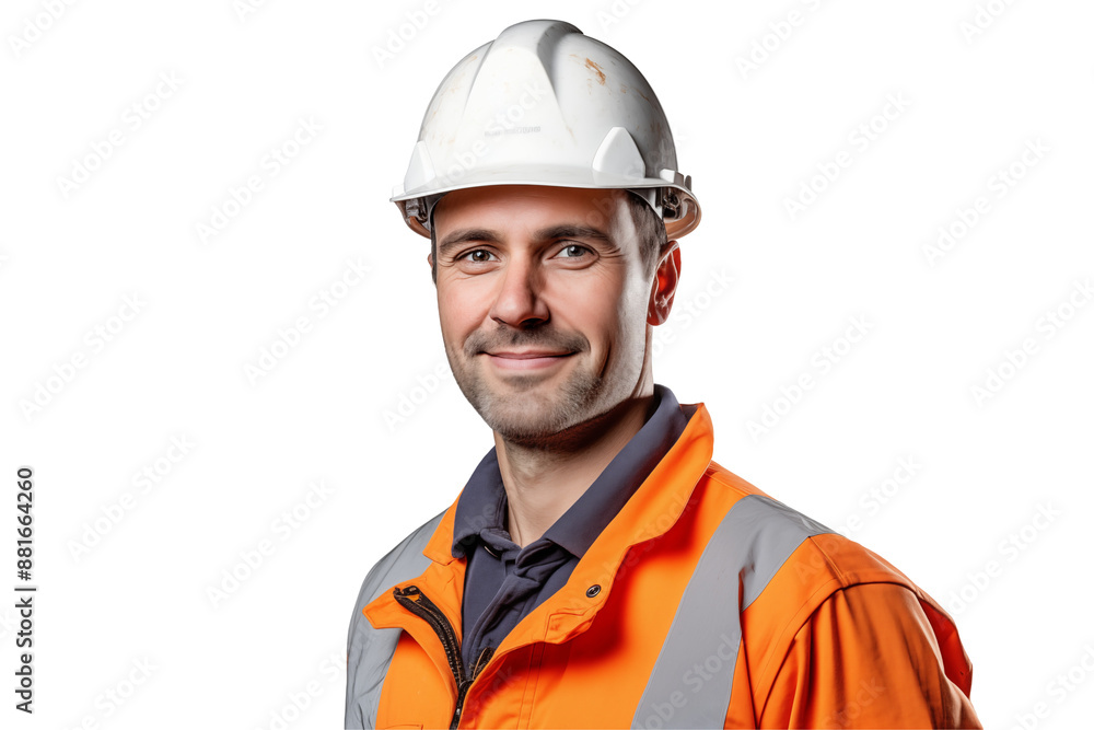 European public works worker smiling on transparent background ...