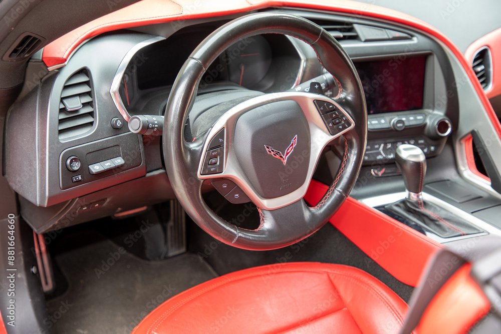 Chevrolet Corvette c7 interior Car Sign logo and text dashboard brand ...